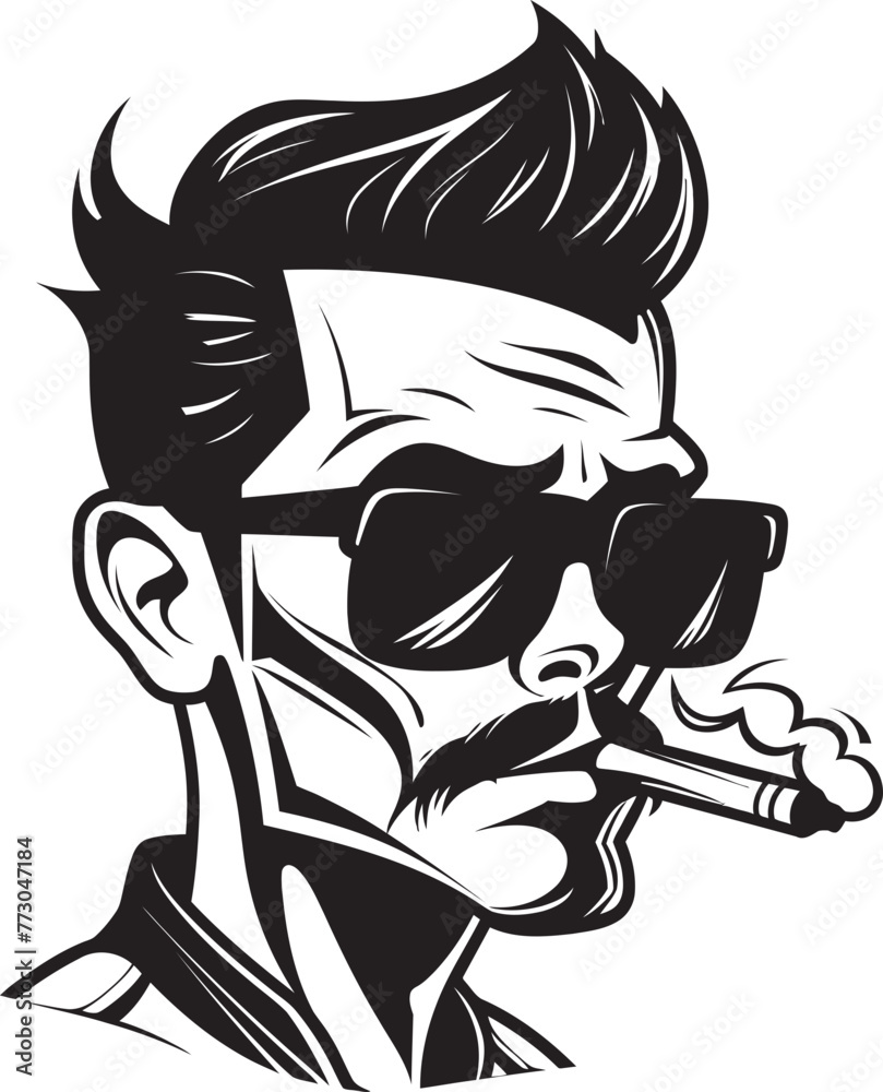 Smoldering Style Vector Logo of a Trendy Guy with a Smoke Cloud Chaser ...