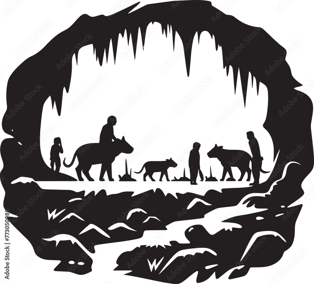 Archaic Artistry Vector Logo Design Inspired by Cave Paintings Ancient ...