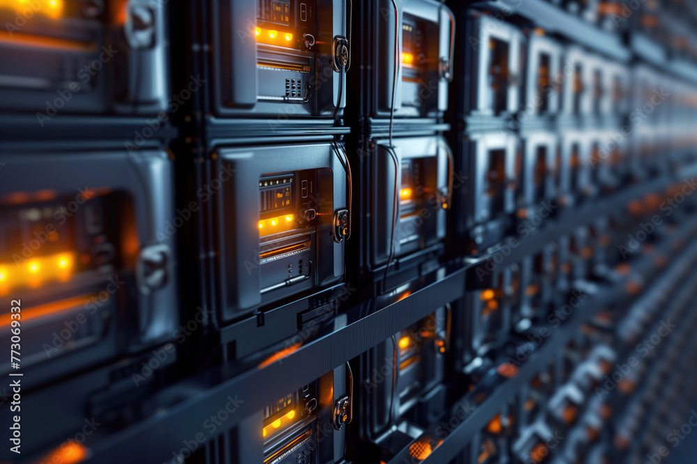 Data center at server room requires many battery modules as backup ...