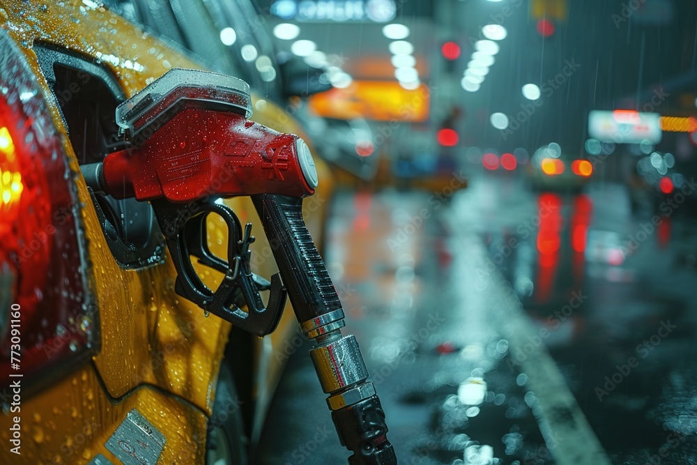 Fuel pumps at gas station close up shot, diesel and petrol pumps Stock ...