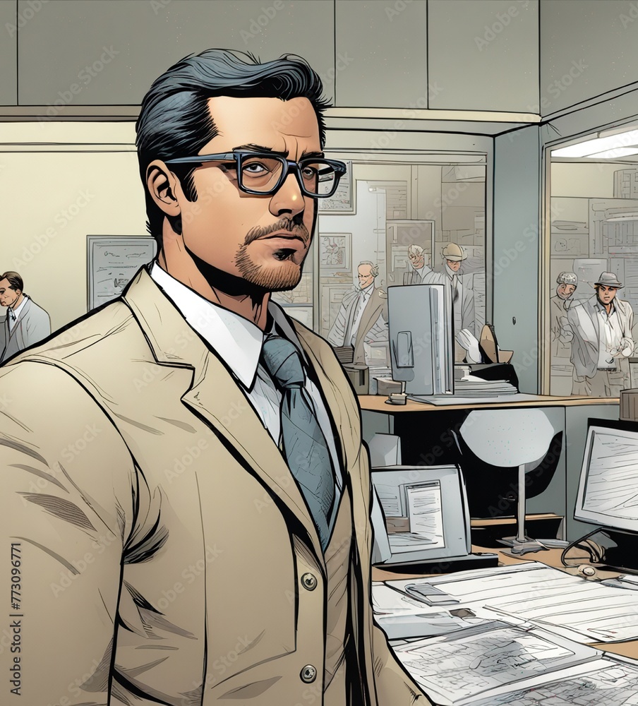 American detective comic book in 50s style, comic book character. ai ...