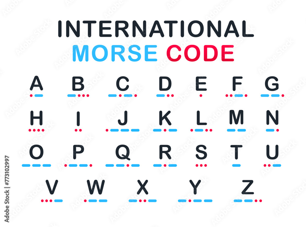 International Morse code. Set of letters, alphabet and Morse Code for Learning. Vector ...