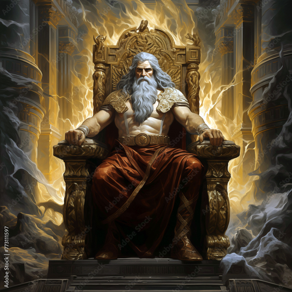 The ancient Greek mythology god Zeus, or possibly Roman god Jupiter ...