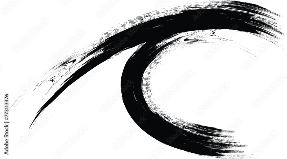 Vector Looped Brush Stroke . Curved Dry Brush Stroke . Grunge Distress ...