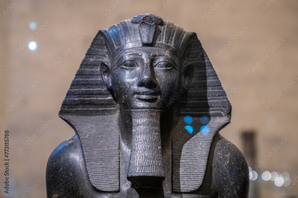 Diorite statue of a pharaoh, Museum of Civilization, Cairo, Egypt Stock ...