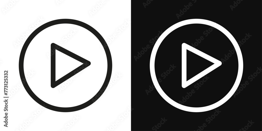 Video Start and Play Button Icons. Audio Playback and Media Activation ...