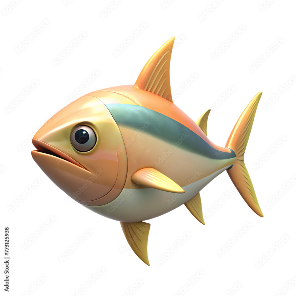 Cartoon Tuna fish of 3d render, aquatic animals, underwater life on ...