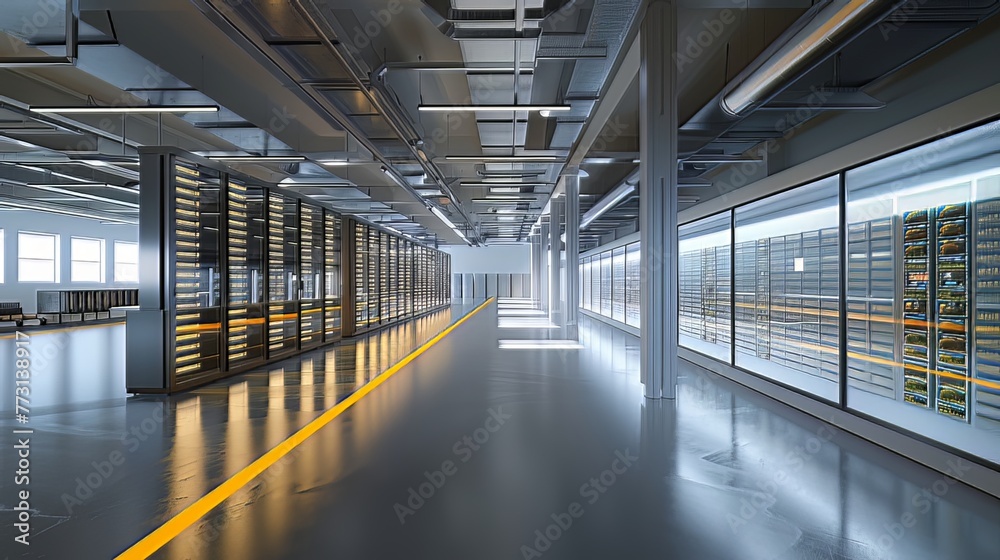 In this 3D render, the modern data center emerges as a beacon of ...