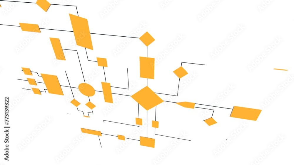 Business flow chart in yellow. Step-by-step procedure through a process ...