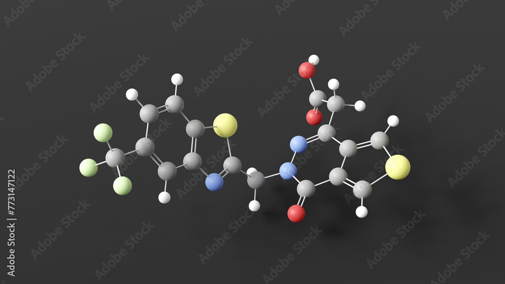 govorestat molecular structure, aldose reductase inhibitor, ball and ...