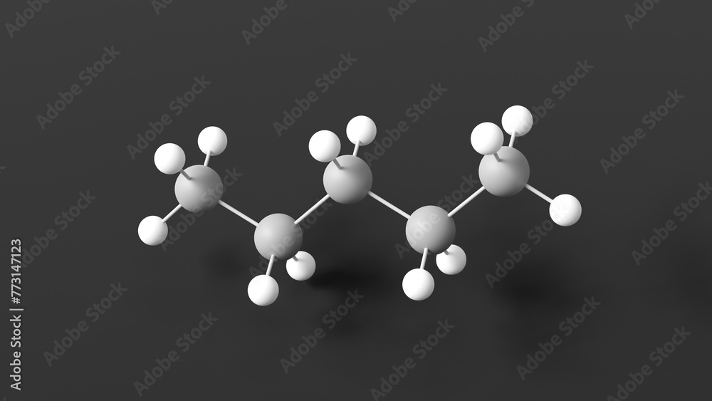 Pentane Molecular Structure Alkane Ball And Stick 3d Model