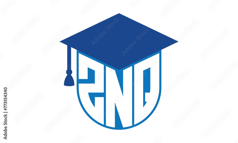 ZNQ initial letter academic logo design vector template. school college ...