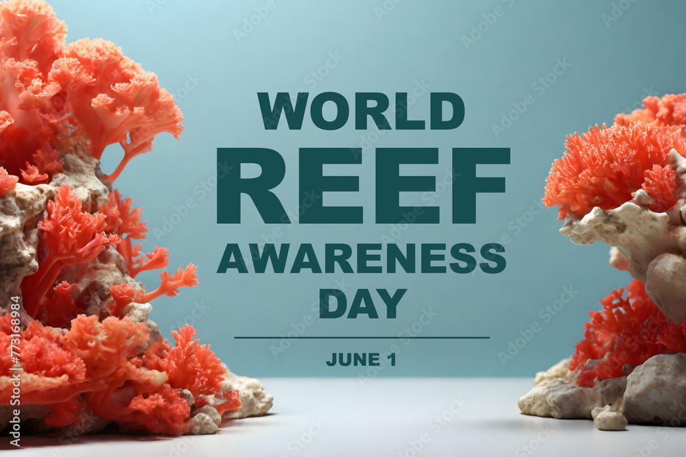 World Reef Awareness Day: A vibrant coral backdrop with the prominently ...