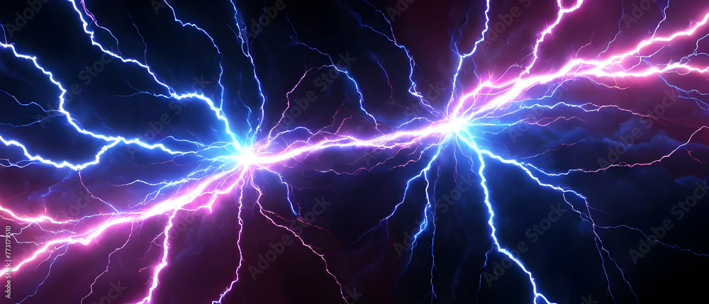 Electrical Synapse. Plasma Sparks. Vibrant Blue and Pink Lightning ...