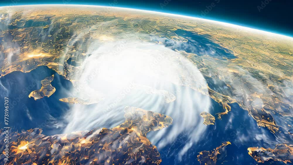 Satellite image of the first hurricane also called tornado or typhoon ...