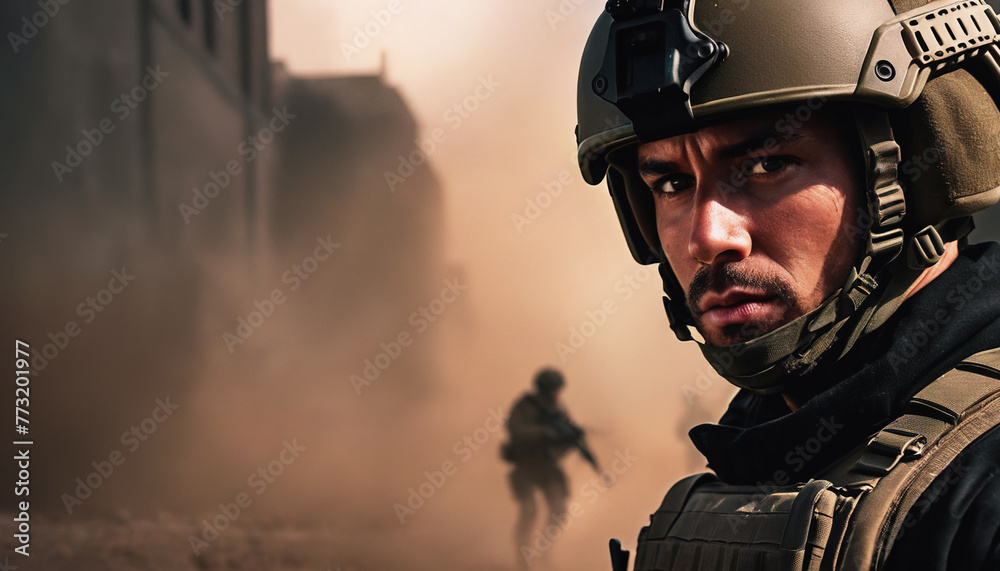 a modern soldier. A soldier in a hot spot. modern special forces. a ...