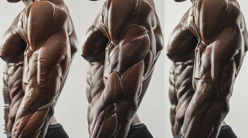 Ultra-high-definition close-up across various sections of an athletes ...