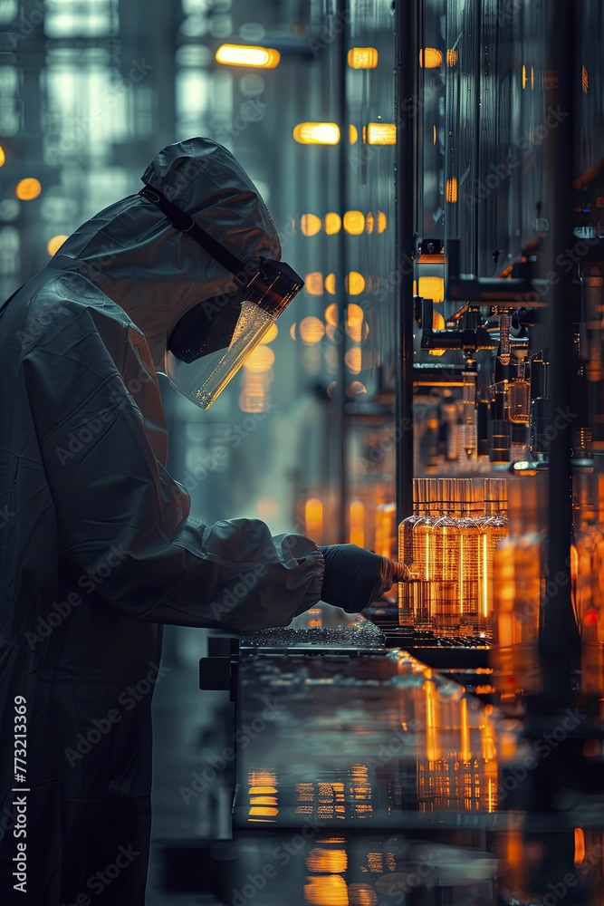 ภาพประกอบสต็อก Silhouette of a factory producing health monitoring ...