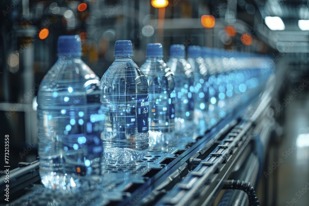 Silhouette of a water bottle filling station with digital purity ...