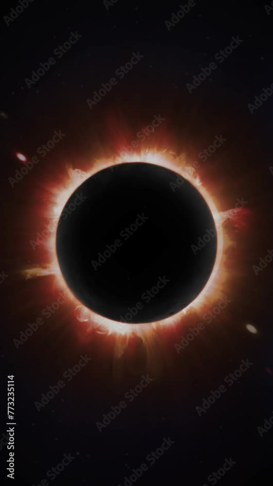Vertical Eclipse with Red Orange Solar Flares 4K Loop features a sun ...