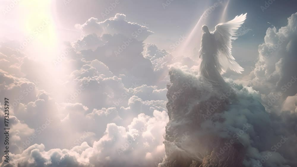Guardian angel in the clouds of heaven. Spiritual background. Archangel ...