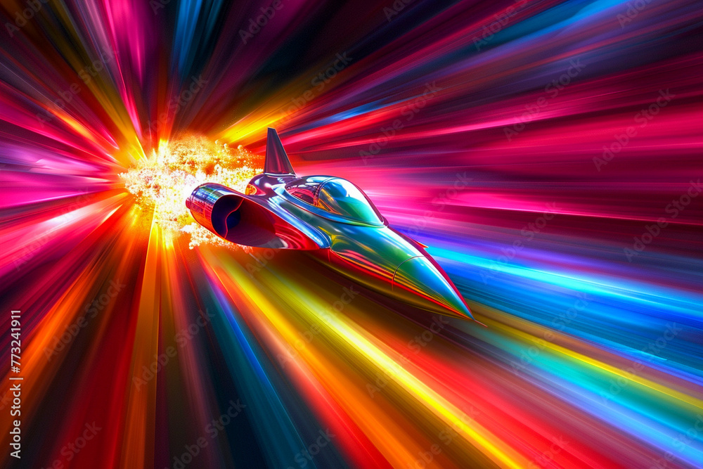 A vibrant illustration of sonic boom effects, with colorful sound waves ...
