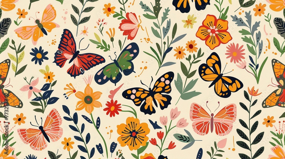 Butterfly Bouquet Create a pattern featuring butterflies arranged in a ...