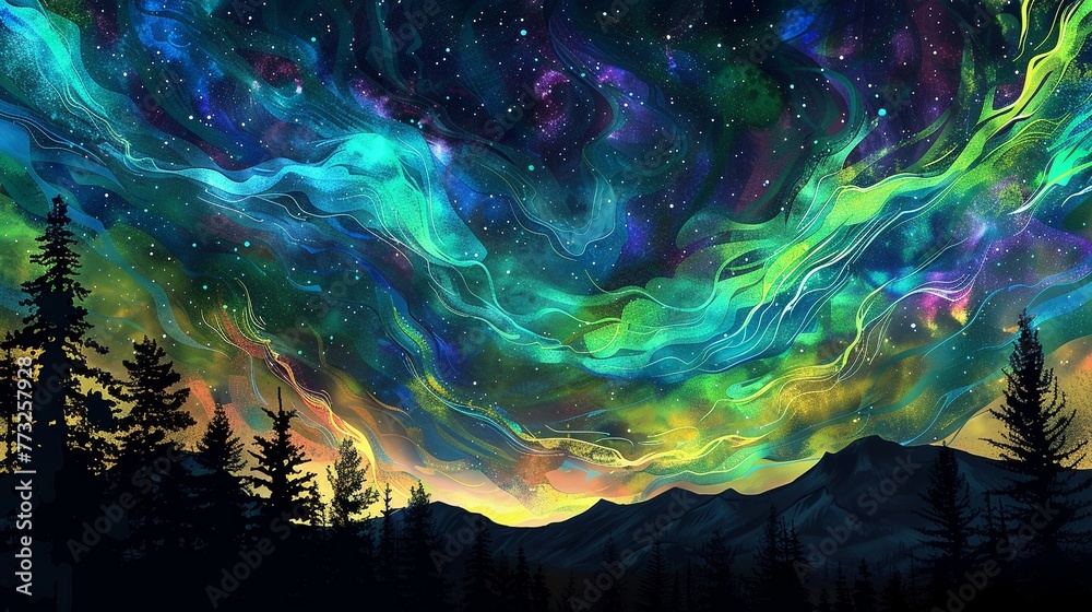 Northern Lights Design a pattern inspired by the aurora borealis, with ...