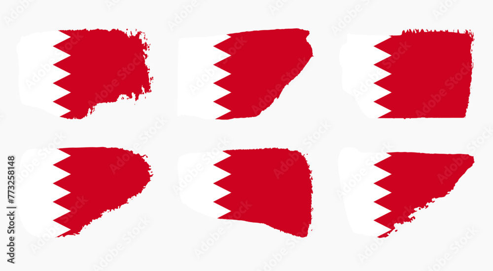 Bahrain flag collection with palette knife paint brush strokes grunge ...