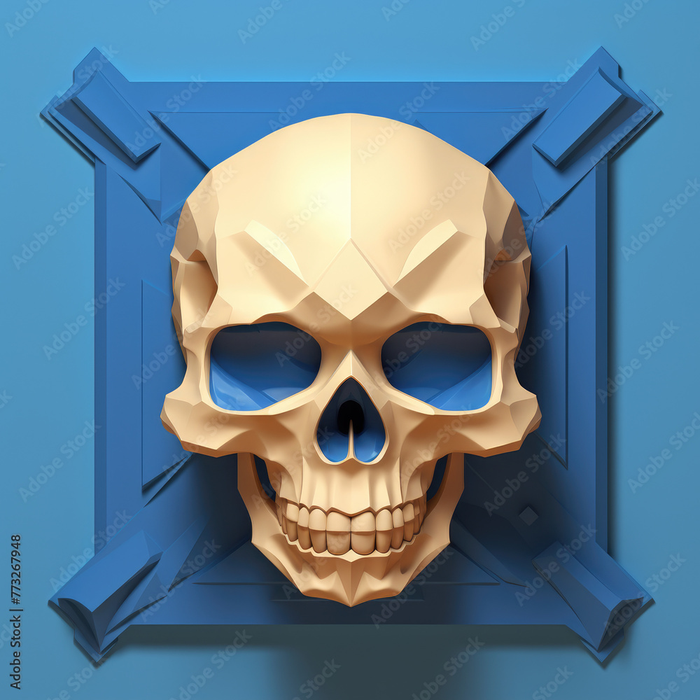 Robots head emblem design. Humanoid skull with blue and purple colors ...