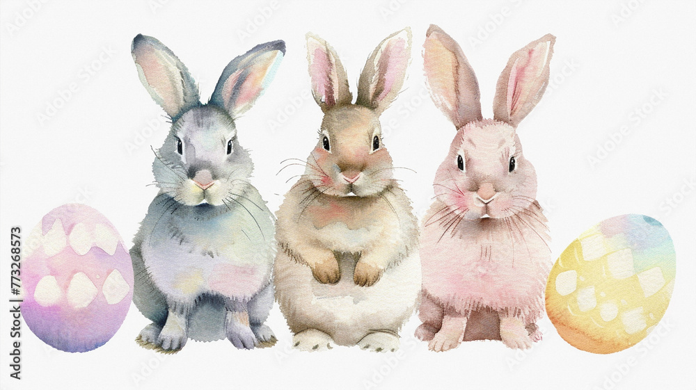 Albino rabbits on a frozen lake. Beautiful simple AI generated image in ...