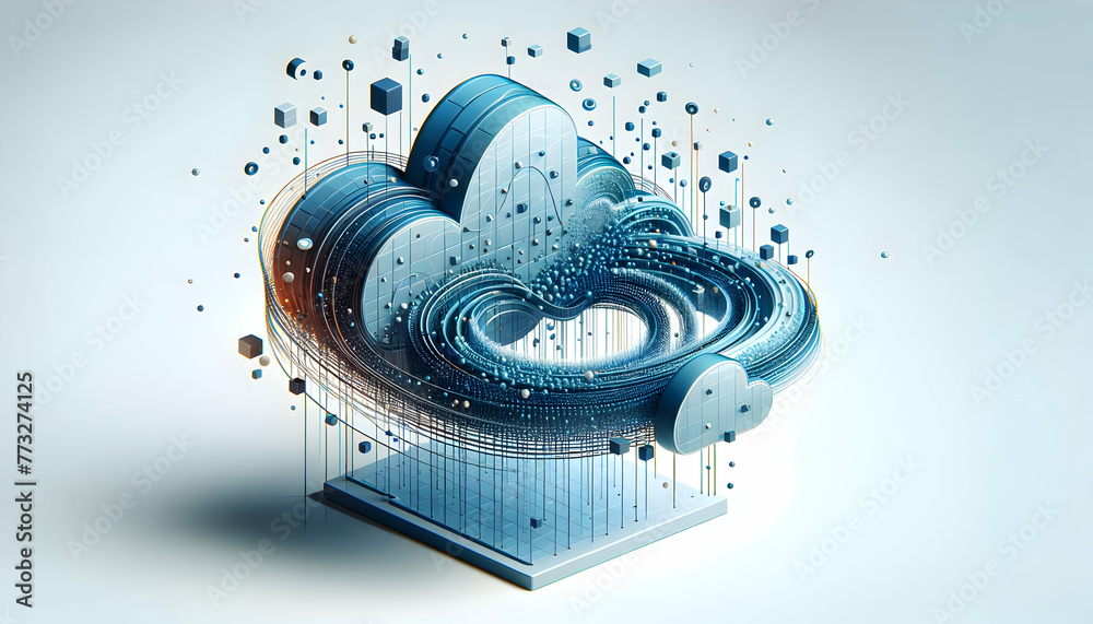 3d flat icon as Quantum Grid A digital grid visualizing quantum leaps ...