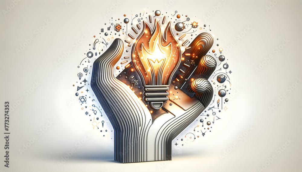 3d flat icon as Tech Handshake Two hands forming a connection with ...