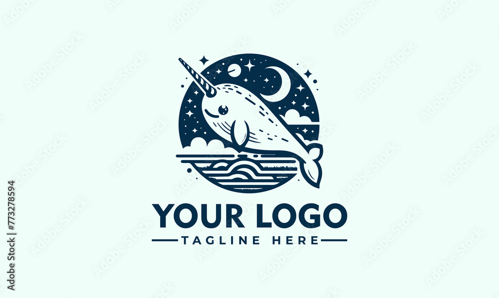 Narwhal Logo Cute Mascot Design for Various Brands and Companies Water ...