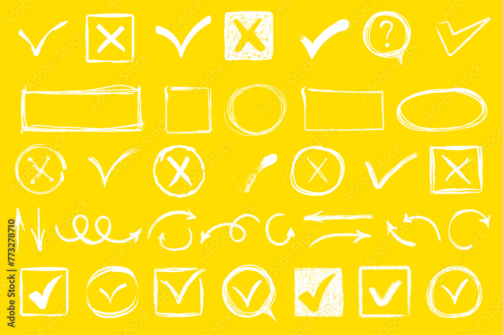 Grafika wektorowa Stock: Check signs sketch, voting agree checklist ...