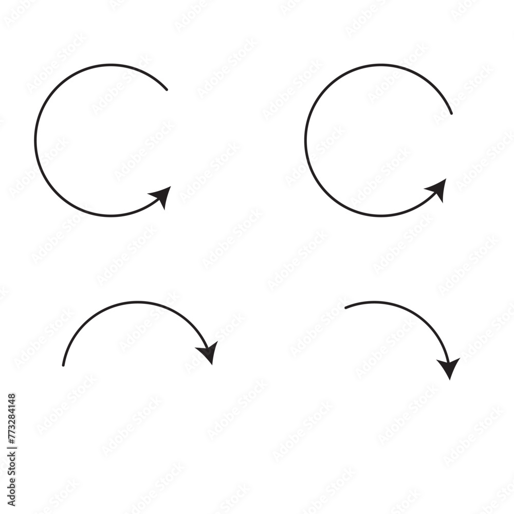 Dual semi-circle arrow. Vector illustration. Semicircular curved thin ...