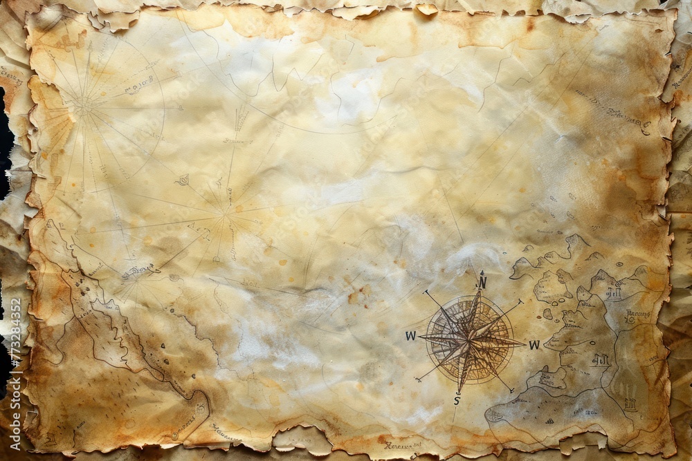 Old paper empty pirate map illustration for custom lettering Stock ...