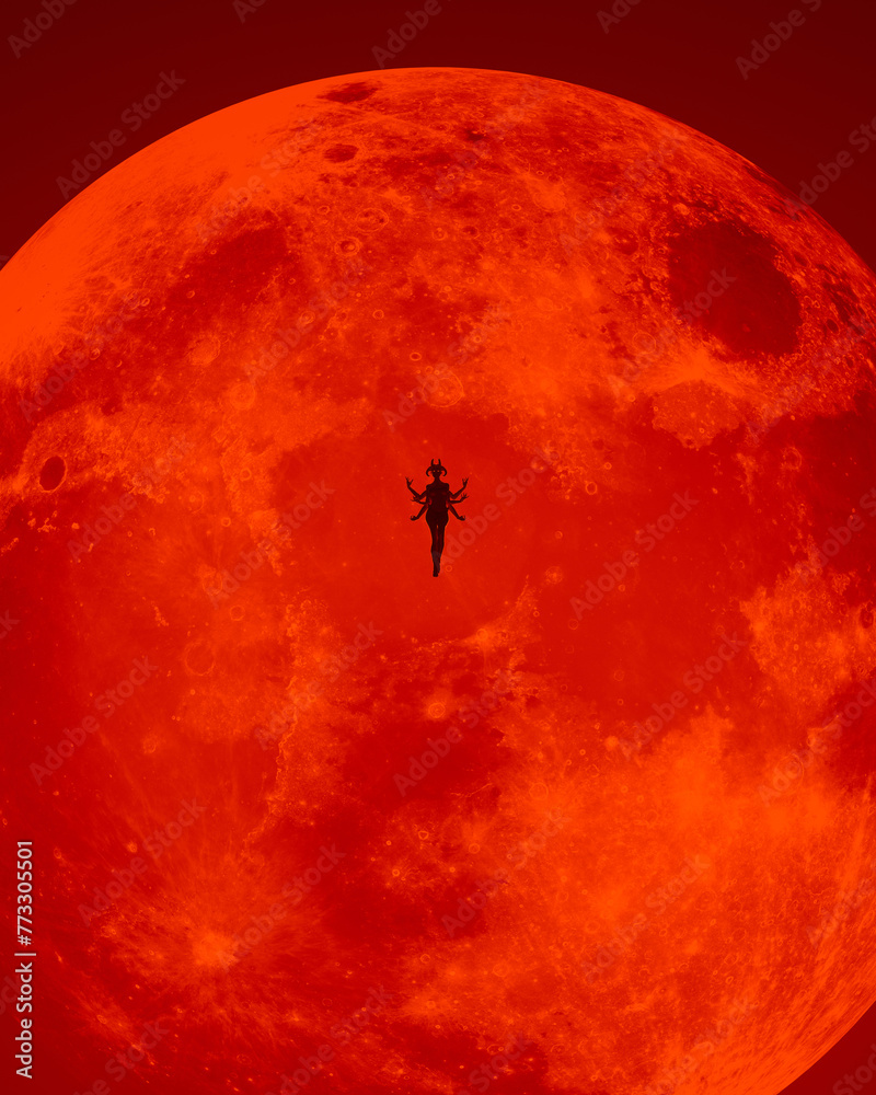 Blood moon floating vampire devil paranormal occult Halloween horror ...