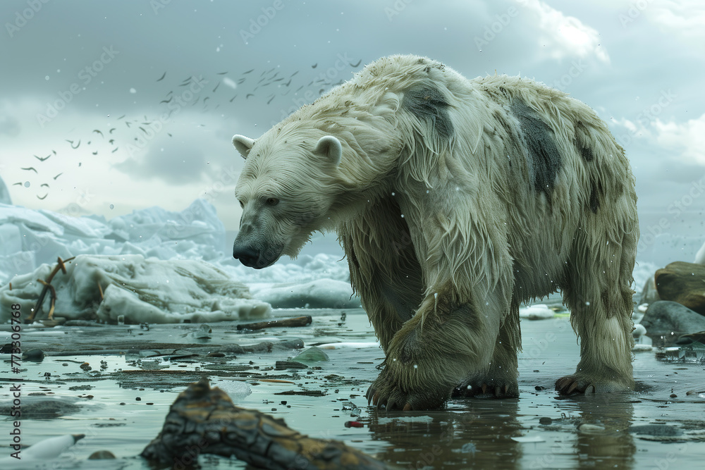 Les animaux souffrent de la pollution - ours au milieu du plastique et ...