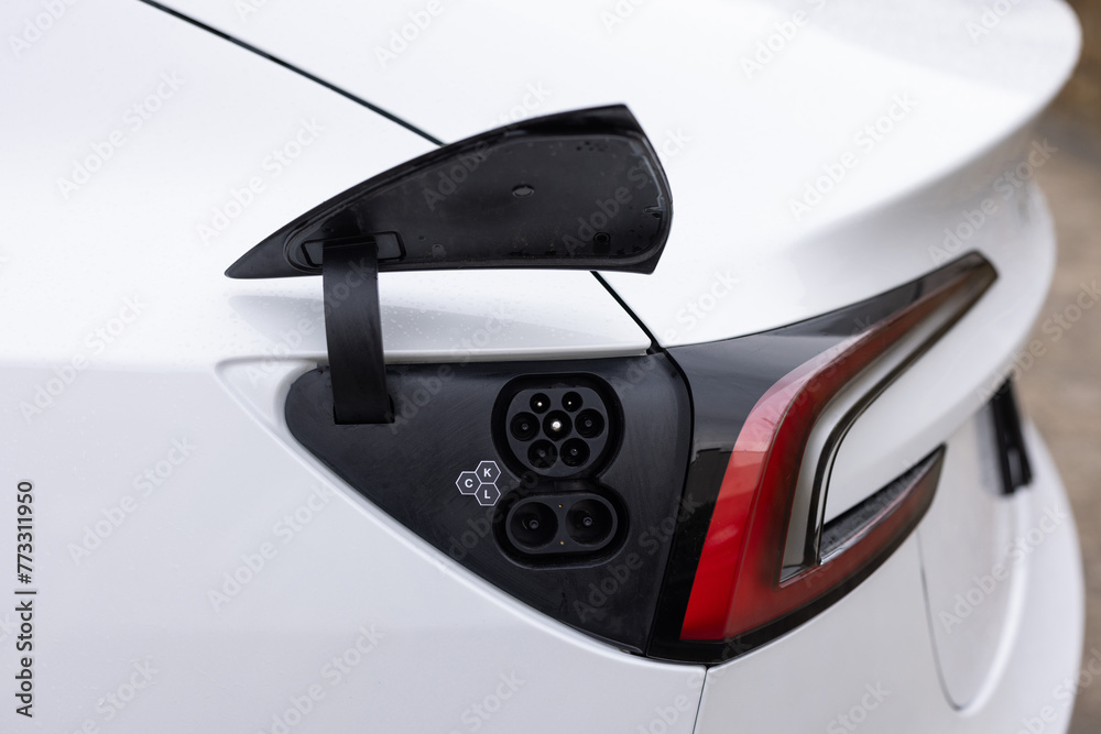 Fast charging socket type 2 combo electric car. Eco friendly ...