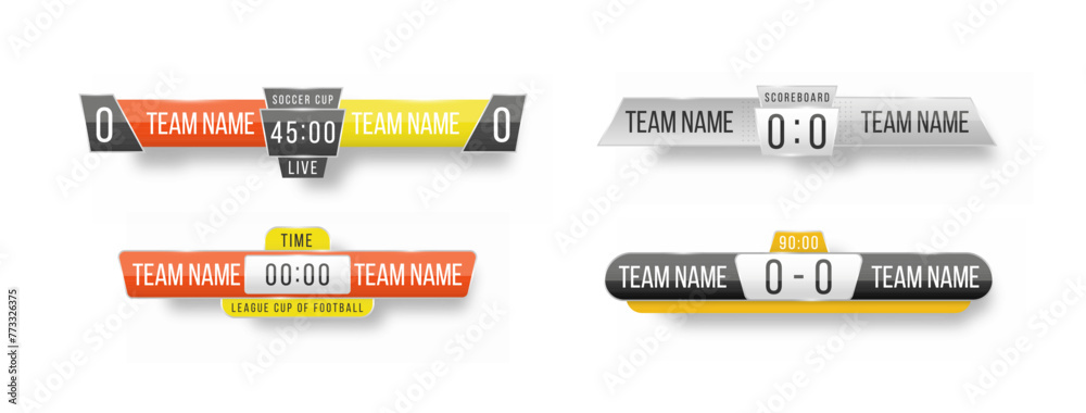 Scoreboard broadcast graphic and lower thirds template for sport soccer ...