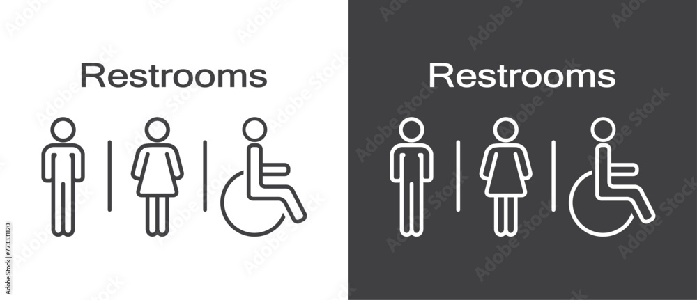 Simple Restroom icon, Man woman and disability icons sign and symbol ...