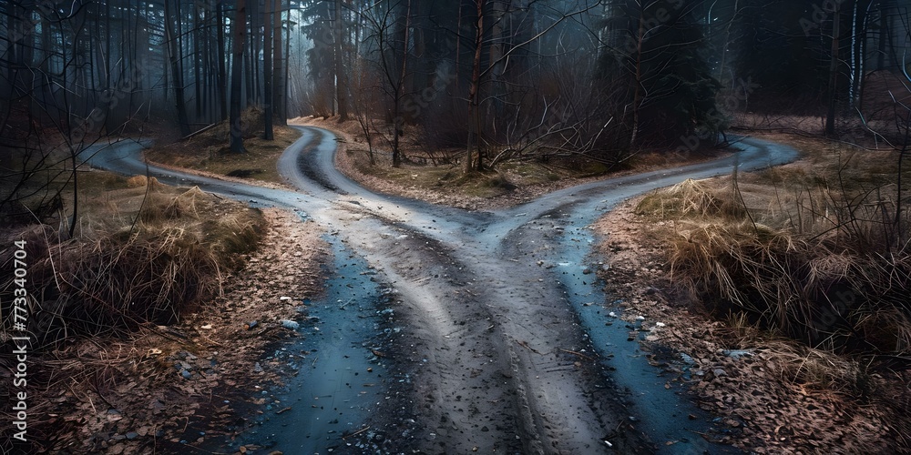 A fork in the road with two paths diverging symbolizing a decision ... A fork in the road with two paths diverging symbolizing a decision ...