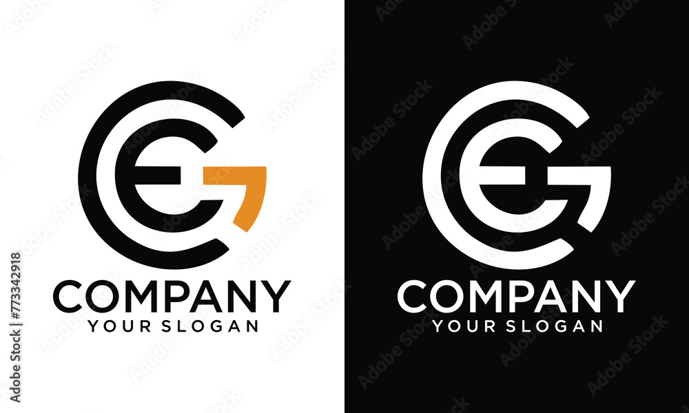 ECG, EGC, CEG, CGE, GCE, GEC, EG, GE, Abstract initial monogram letter ...