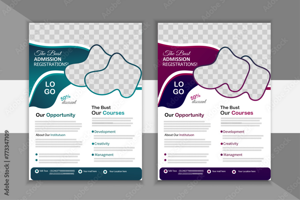 admission flyer or poster design template, Flyer brochure cover ...