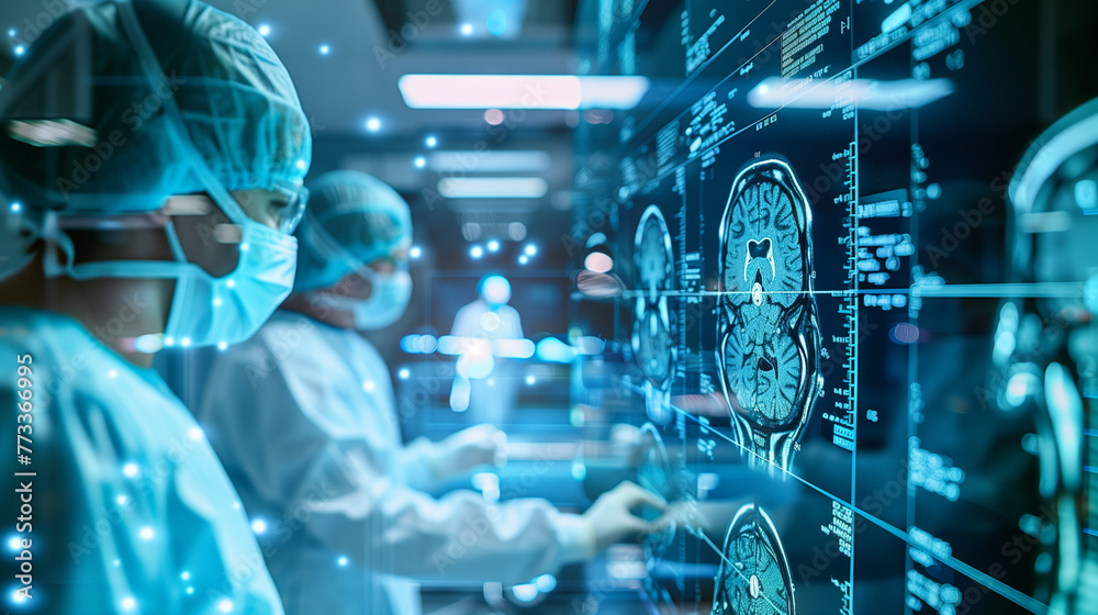 Medical technology, innovation and digital healthcare. Doctors in ...