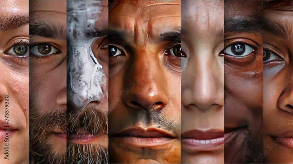 Fotografia do Stock: Human face made from different portrait of men and ...