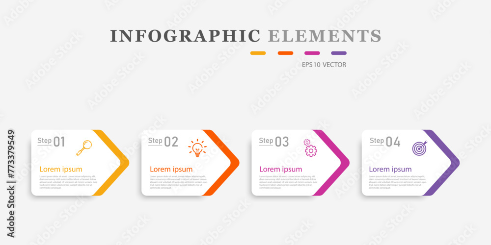 Vector infographic design of 4 steps of work process. Graphics for ...