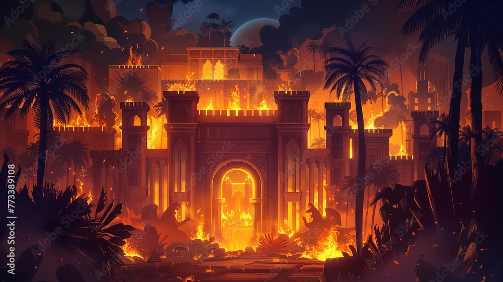 Biblical illustration of darkness in Babylon, seven last plagues ...