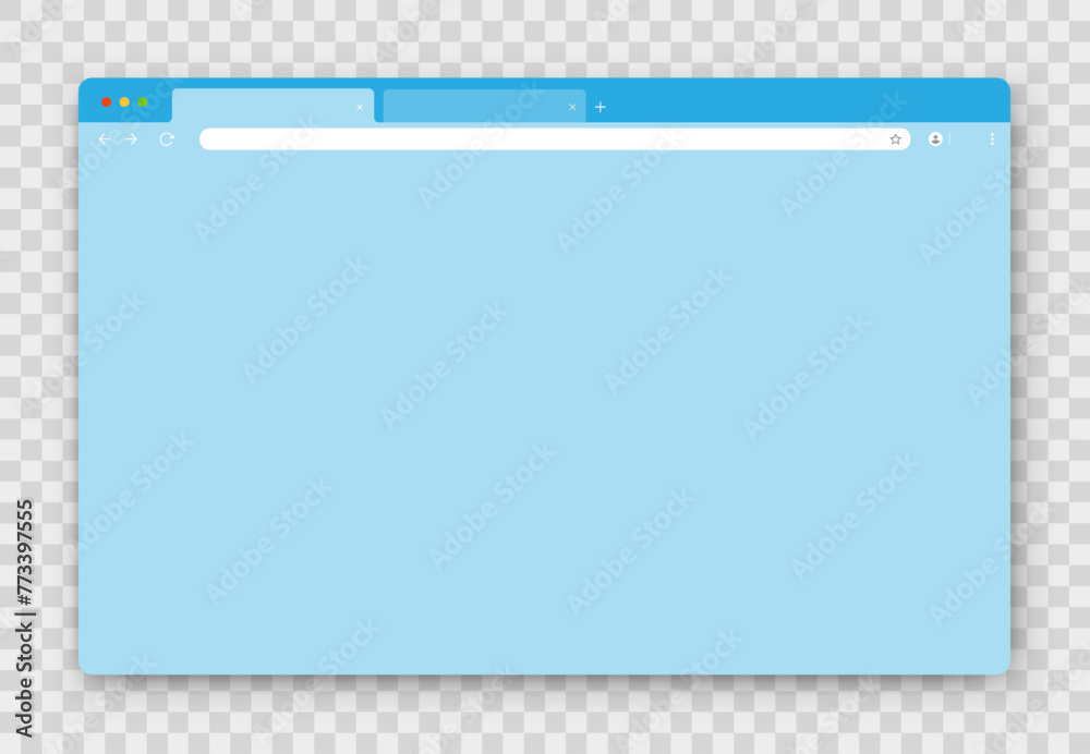 An empty blue browser window on a transparent background. Website ...